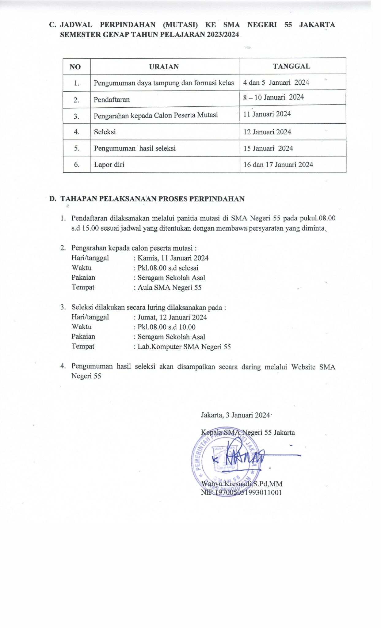 Seleksi Perpindahan Peserta Didik Tahap 1 Semester Genap T.P 2023/2024 ...